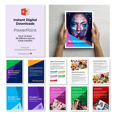 Powerpoint Booklet Template Instant Digital Editable Download Be Dynamic Be Creative Etsy