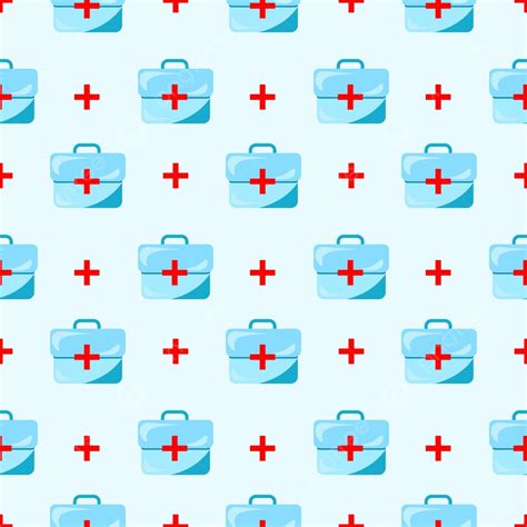 Vector Illustration Of A Doctors Kit Pattern On A White Background Vector Pattern Suitcase