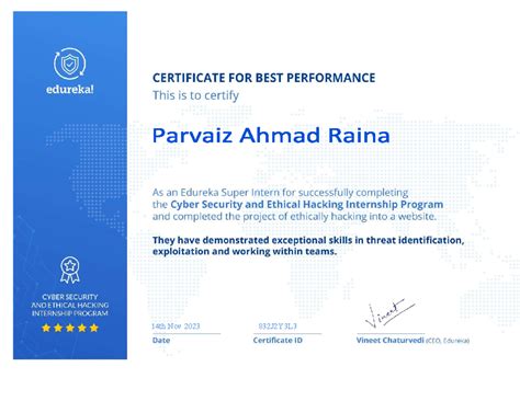 Edureka Completion Certificate Computer Science 14 Th Nov 2023