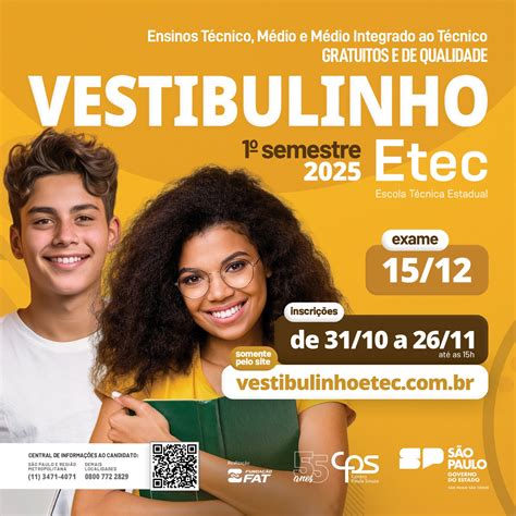 Vestibulinho 1º Semestre 2025 Etec Profª Ermelinda Giannini Teixeira