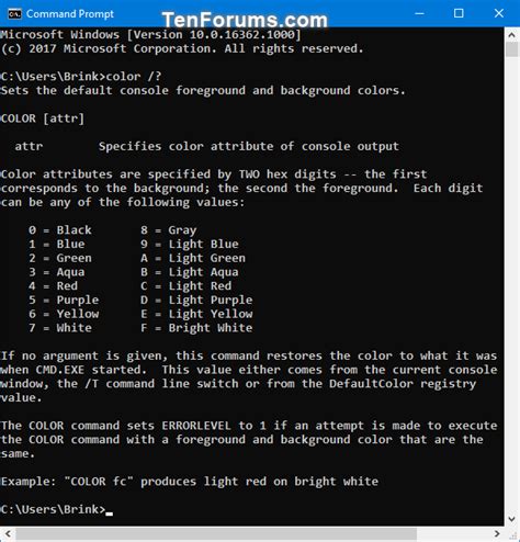 Customize Colors Of Console Window In Windows Tutorials
