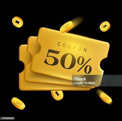 검은 배경에 고립 된 황금 동전과 함께 비행 황금 쿠폰의 3d 스택 블랙 프라이데이에 대한 상품권 스택 3d 벡터의 프리미엄 판매 이벤트 0명에 대한 스톡 벡터 아트 및