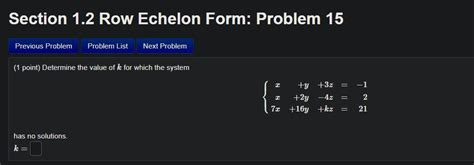 Solved Section 12 Row Echelon Form Problem 15 Previous