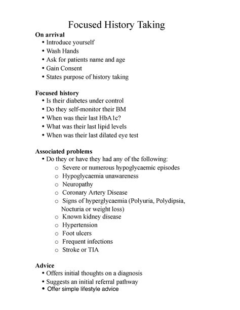 Osce Focused History Taking Criteria Focused History Taking On Arrival Introduce Yourself