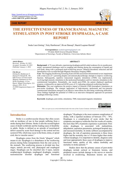 Pdf The Effectiveness Of Transcranial Magnetic Stimulation In Post Stroke Dysphagia A Case Report