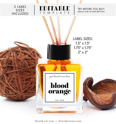 Editable Label Template For Fragrance Diffuser Room Spray And Perfume 3 Sizes Included