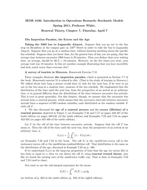 Markov Chains Introduction To Stochastic Model Lecture Notes