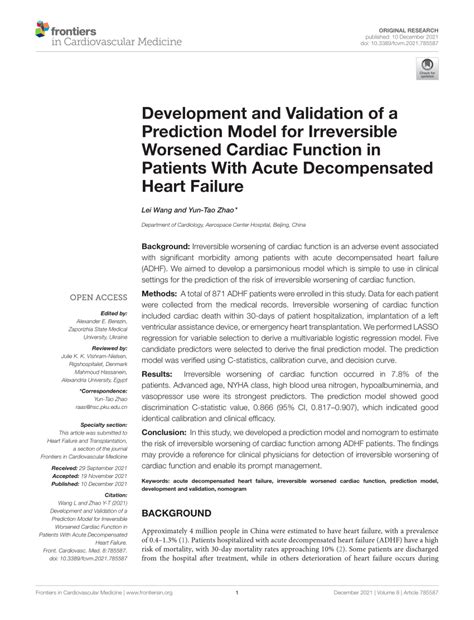 pdf development and validation of a prediction model for irreversible