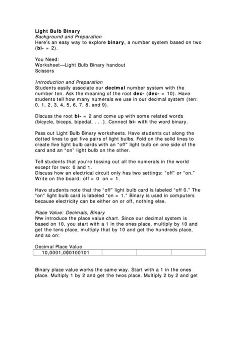 light bulb binary printable pdf download