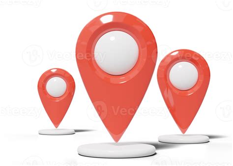 3d Red Location Map Pin With White Bubble Icon 3 Plastic Realistic Gps