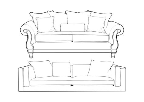 Set Of Sofa Or Couch Line Art Illustrator Set Of Outline Furniture For