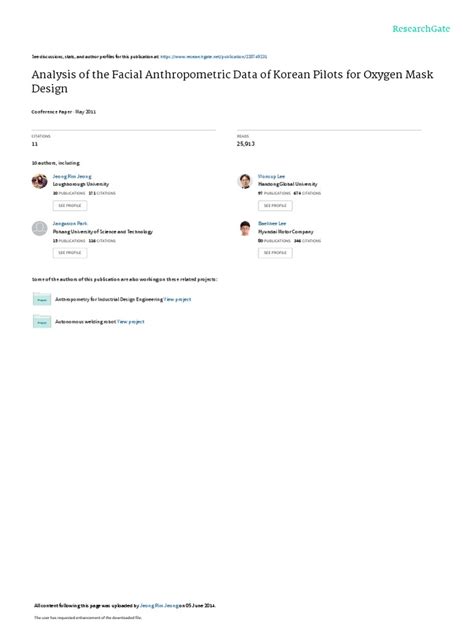 Analysis Of The Facial Anthropometric Data Of Kore Pdf