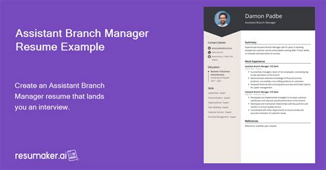 Assistant Branch Manager Resume Example For 2025