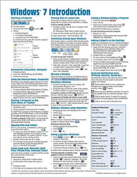 Pre Owned Windows 7 Quick Reference Guide Cheat Sheet Of Instructions Tips And Shortcuts