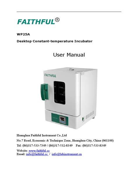 Wp25ab Incubator User Manual Pdf Temperature Celsius