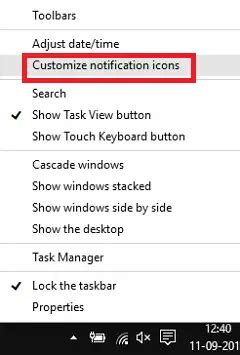 Turn System Icons Like Clock On Or Off In Windows