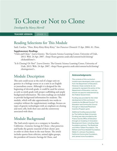 Cloning Stem Cells Teacher Module For High Babe