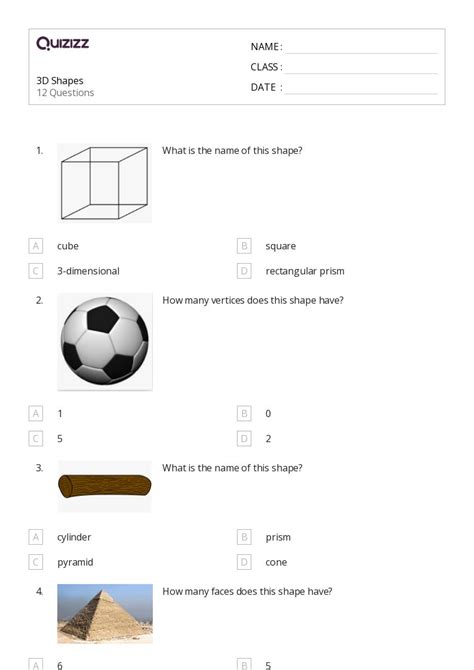 50 3d Shapes Worksheets For 2nd Class On Quizizz Free And Printable