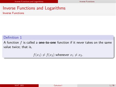 Inverse Functions And Logarithms In Calculus I Summaries Calculus