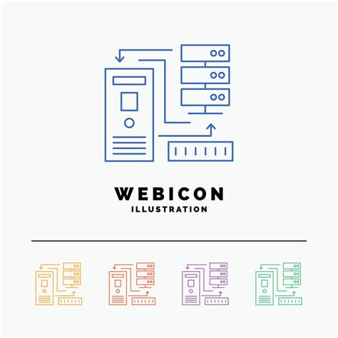Combination Data Database Electronic Information 5 Color Line Web Icon Template Isolated On