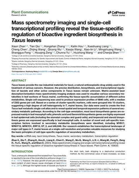Pdf Mass Spectrometry Imaging And Single Cell Transcriptional