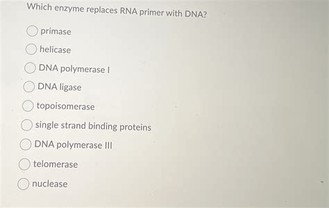Solved Which Enzyme Replaces Rna Primer With