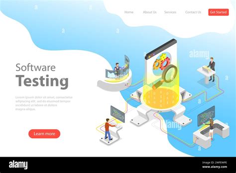 Isometric Flat Vector Landing Pate Template Of Software Quality