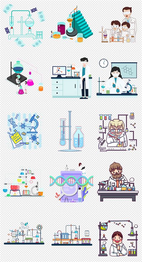 卡通手绘实验室道具做实验png免抠素材 化学元素