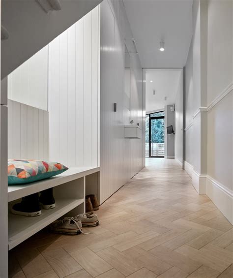herringbone patterns feature inside angular house extension by platform 5