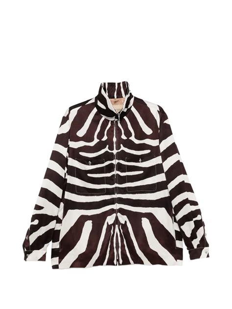 Valentino Garavani Zebra Print Jacket Marrón Farfetch Mx