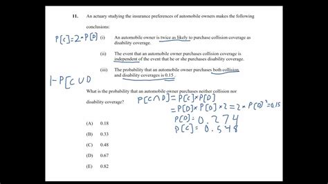 Actuarial Exam P Soa Problem 11 Youtube