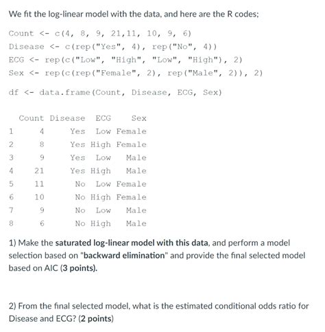 We Fit The Log Linear Model With The Data And Here Chegg Com