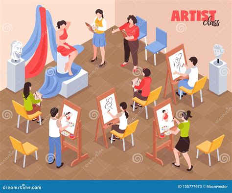 Artist Class Isometric Illustration Stock Vector Illustration Of