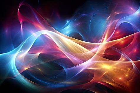 Colorful Abstract Light Waves Swirling In Dark Background Premium Ai Generated Image