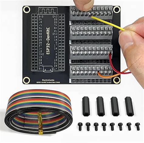 Electrocookie Esp32 Terminal Block Shield Kit Compatible For Esp32 Devkitc Push In Simple