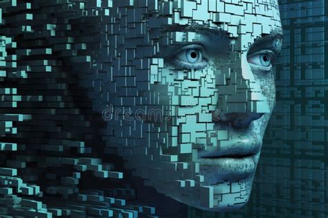 Woman S Face With 3d Cubes And Particles In Space As Symbol Of Augmented Reality And Computer