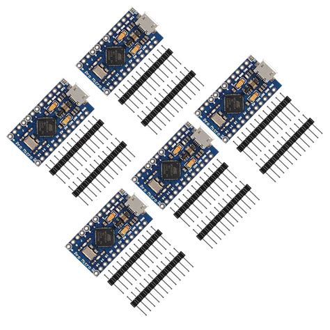 Aitrip 5 Pcs Pro Micro Atmega32u4 5v16mhz Module Board With 2 Row Pin Header Compatible With