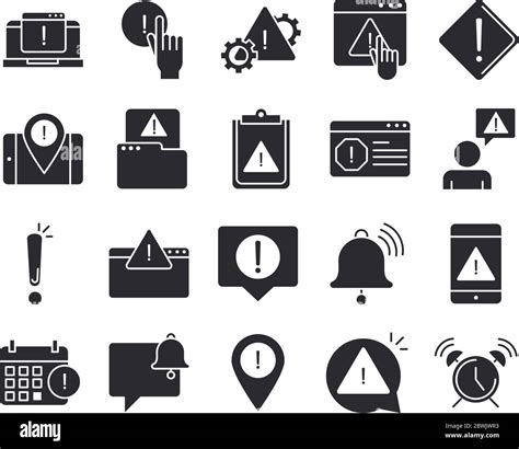 Alert Attention Danger Exclamation Mark Precaution Information Silhouette Style Design Icons