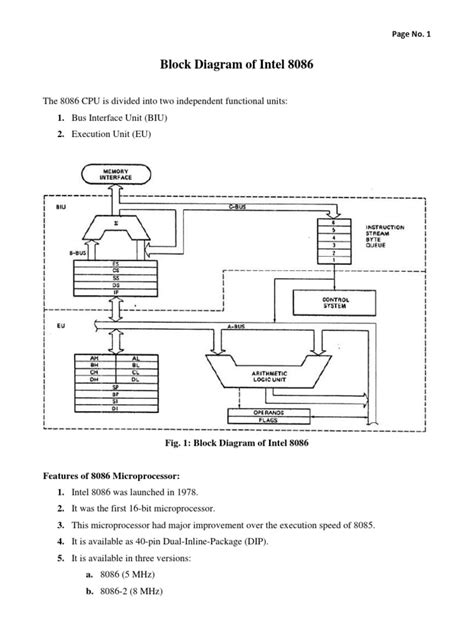 8086 Microprocessor Block Diagram Pdf Central Processing Unit