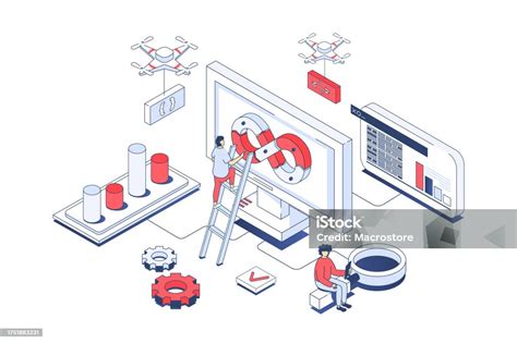 Devops Concept In 3d Isometric Design Developer Team Working In Agile Processes And Programming