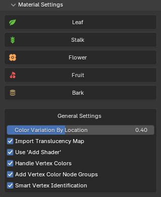 Material Settings PF2B Documentation