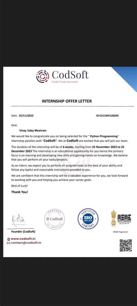 Vinay Meshram On Linkedin Codsoftinternship Pythonprogramming