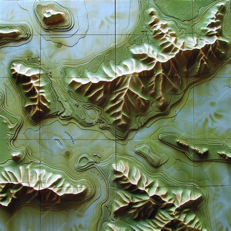 Detailed Topographic Map Showing Elevation And Terrain Of An Island