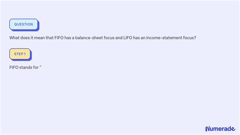 Solved What Does It Mean That Fifo Has A Balance Sheet Focus And Lifo