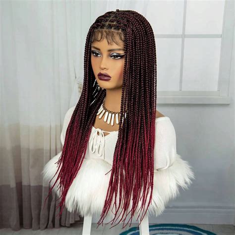 Braided Wigs For Women Synthetic Full Lace Front Wigs Square Knotless