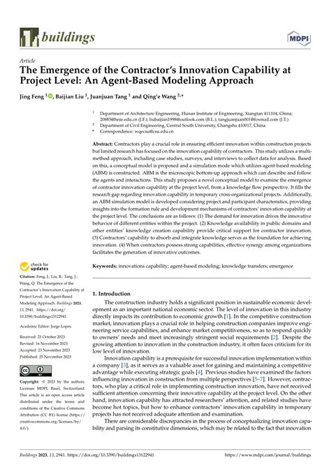 Pdf The Emergence Of The Contractors Innovation Capability At