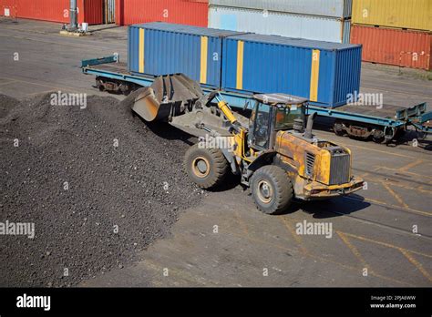 Operations With Coal In Seaport Loading Coal On Bulk Carrier Coal