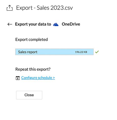 how to export data to onedrive