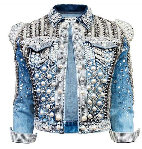 Demodejewelry Bedazzled Medium Wash Jean Jacket Bedazzled Jeans Denim Fashion Fashion