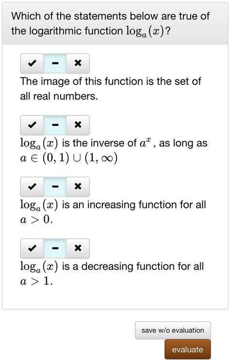 solved which of the statements below are true of the logarithmic